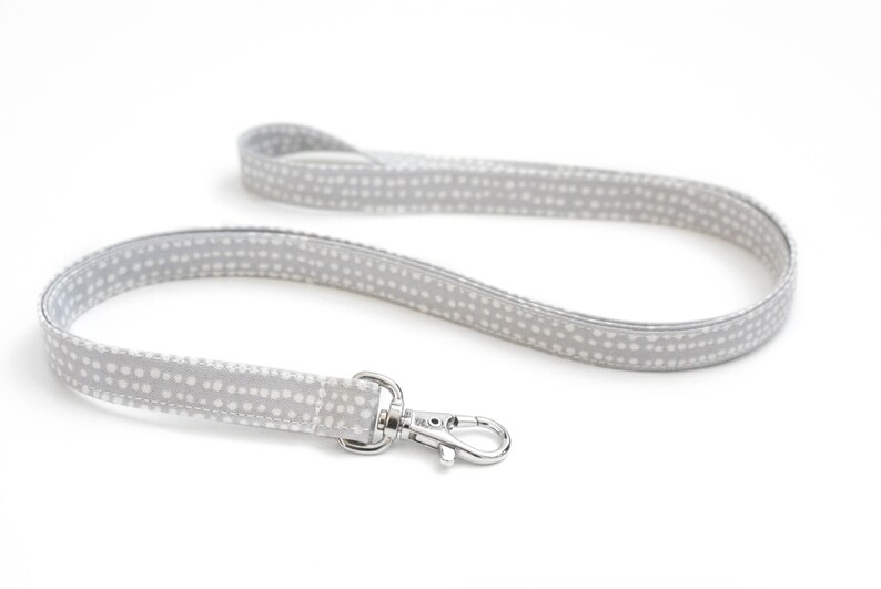 Light Gray Dotted Fabric Lanyard - Cute Long Key Lanyard - 15.5-19.5 ...