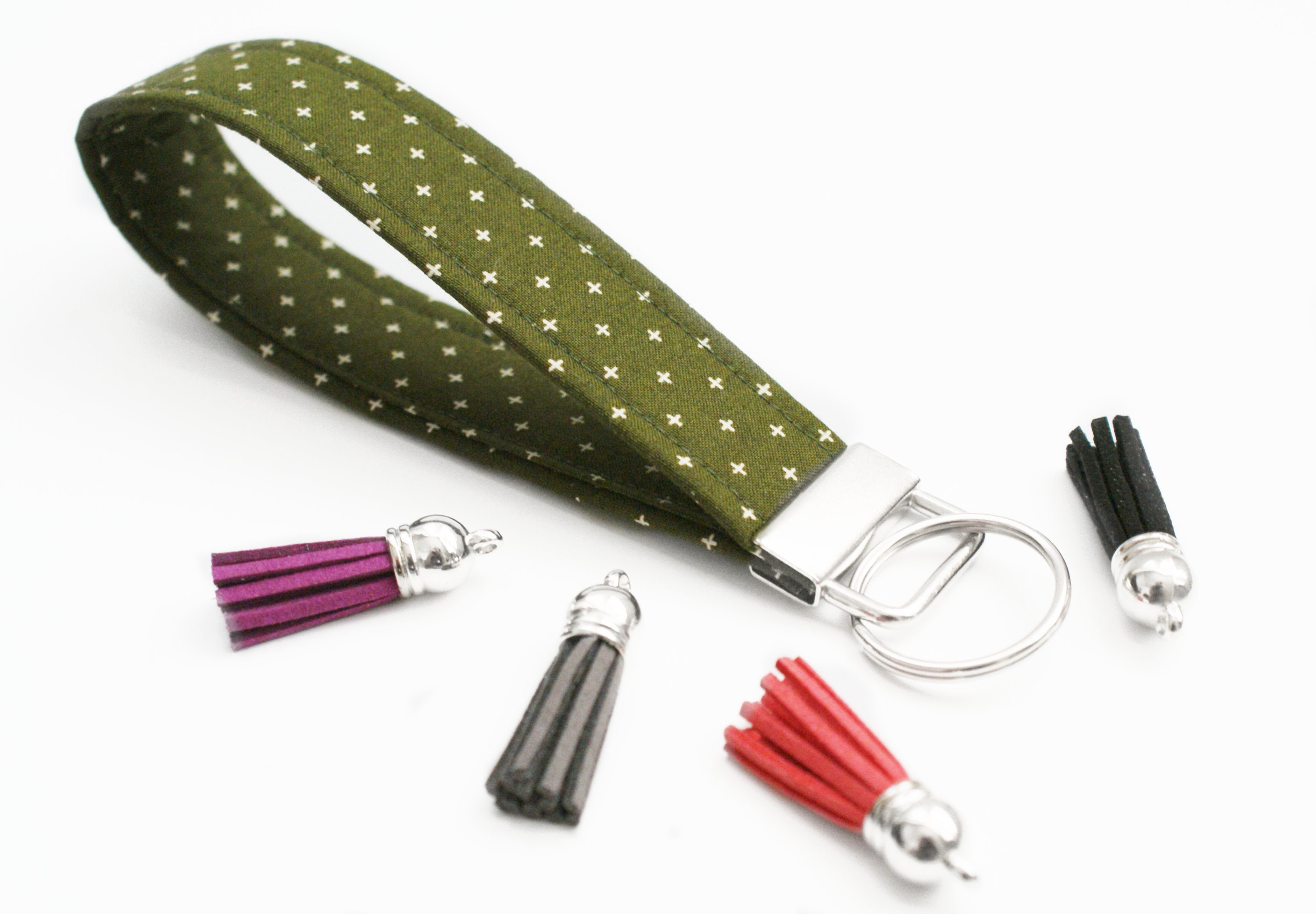 Olive Green Key Fob 5 Inch Key Ring Wristlet Tassel Cute | Etsy