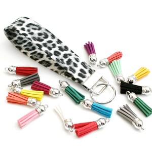 Keychain for Women - Snow Leopard Print - Fabric Key Fob - 5 Inch Key ...