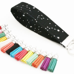 Star Wrist Lanyard Black and White Constellation Keychain 5 In. Fabric ...
