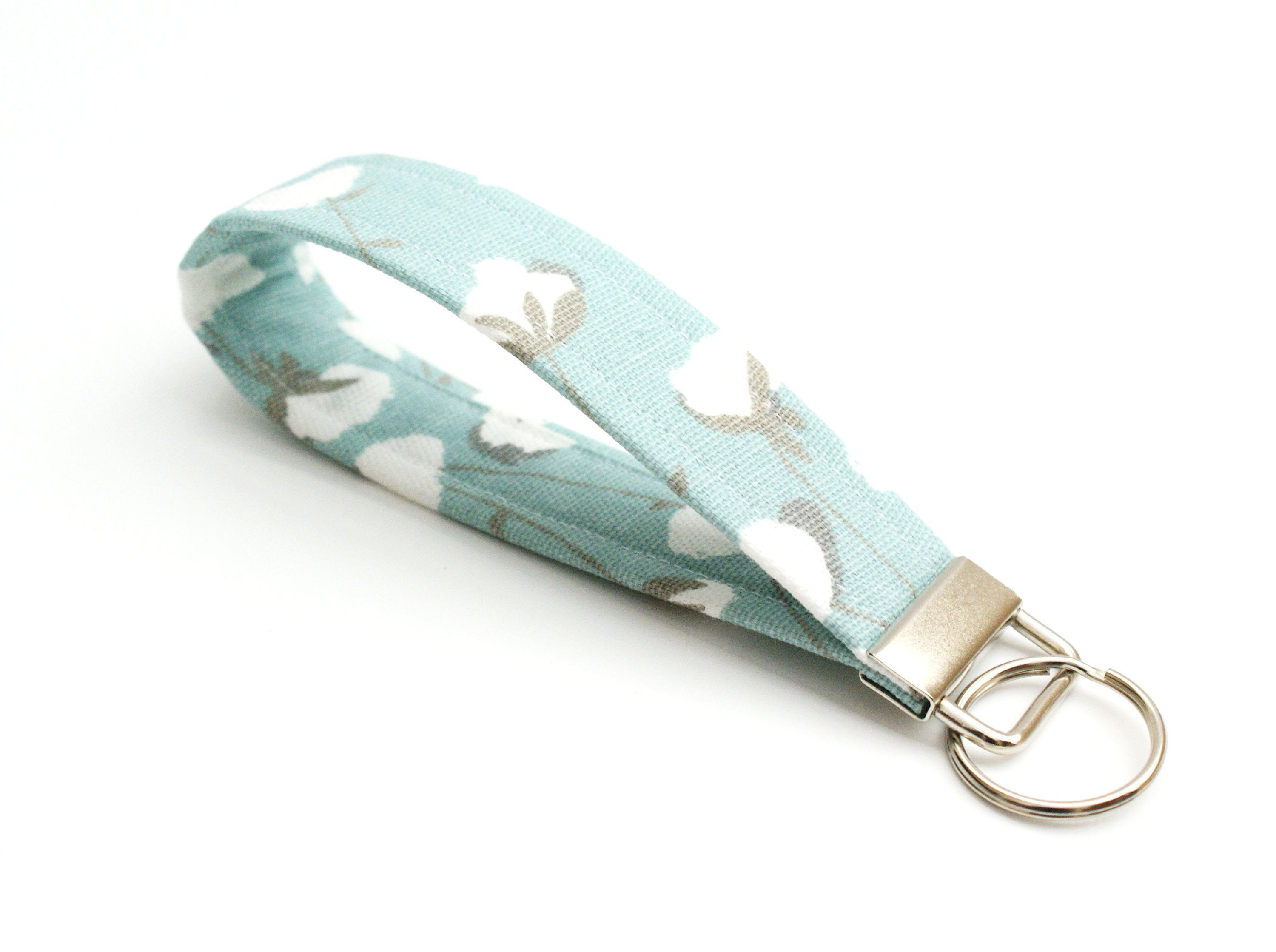 Light Blue Key Fob with Optional Tassel Cotton Boll Pattern | Etsy