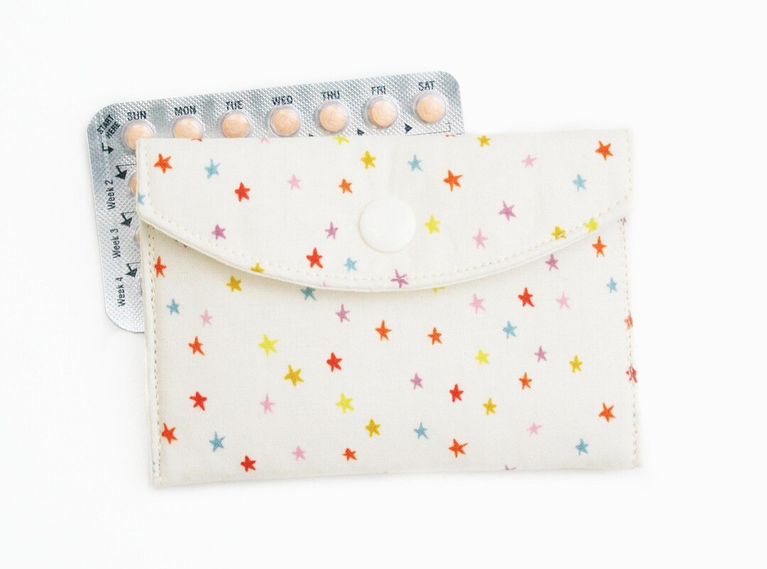 Birth Control Pill Pouch - Stars - Small Snap Wallet - 3x4 Inch ...