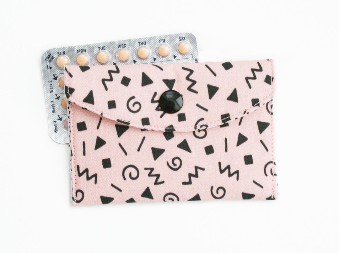 Retro Pink Birth Control Pill Pouch - Small Snap Wallet - 3x4 Inch ...
