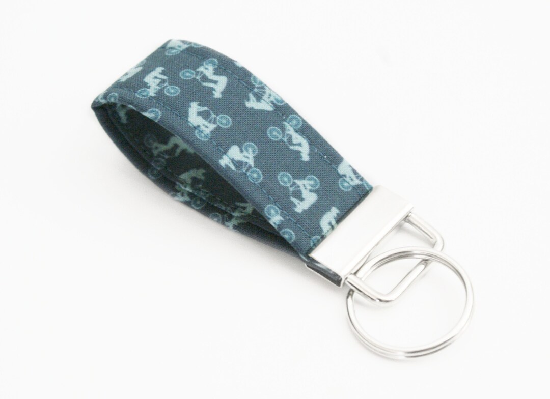 Mini BMX Key Fob - Bike Riders on Navy - Key Ring - Cute Short Key ...