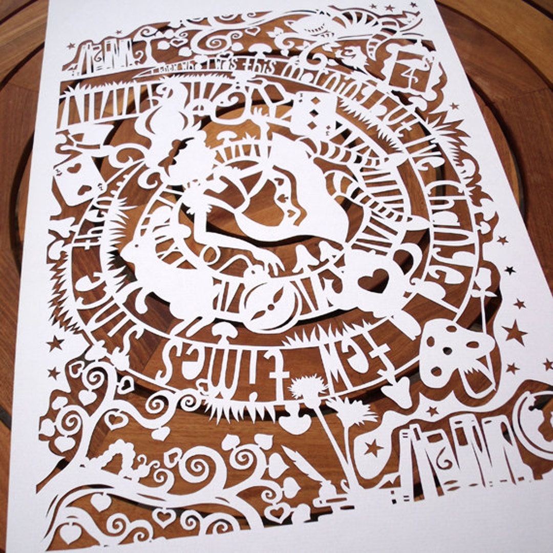 Alice in Wonderland, Rabbit Hole Paper Cutting A3 Template Download ...