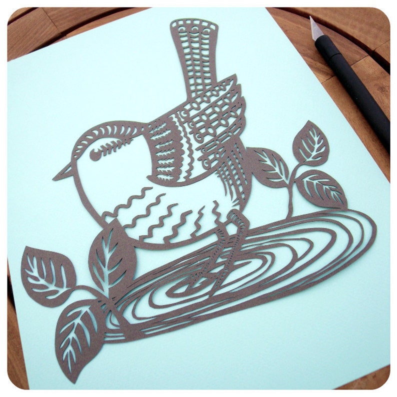 Wren Bird Papercutting Template Download PDF, Jpeg - Etsy UK