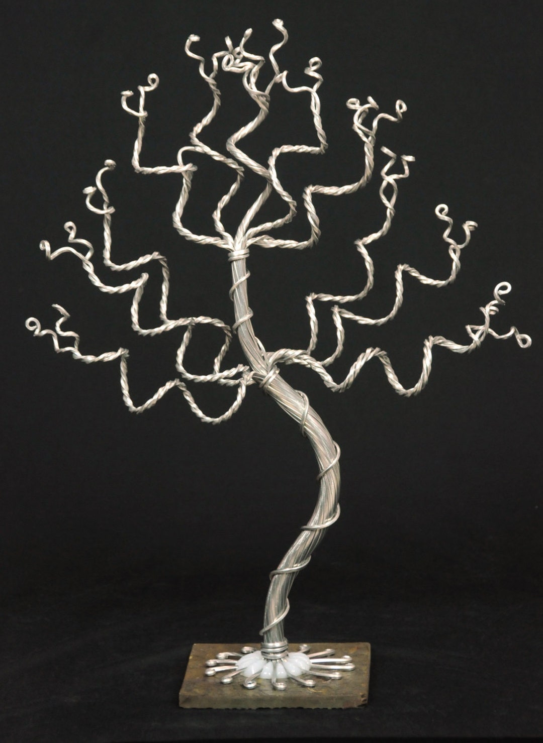 Office Decor, Home Decor, Jewelry Organizer. Small Silver Tree on Slate ...