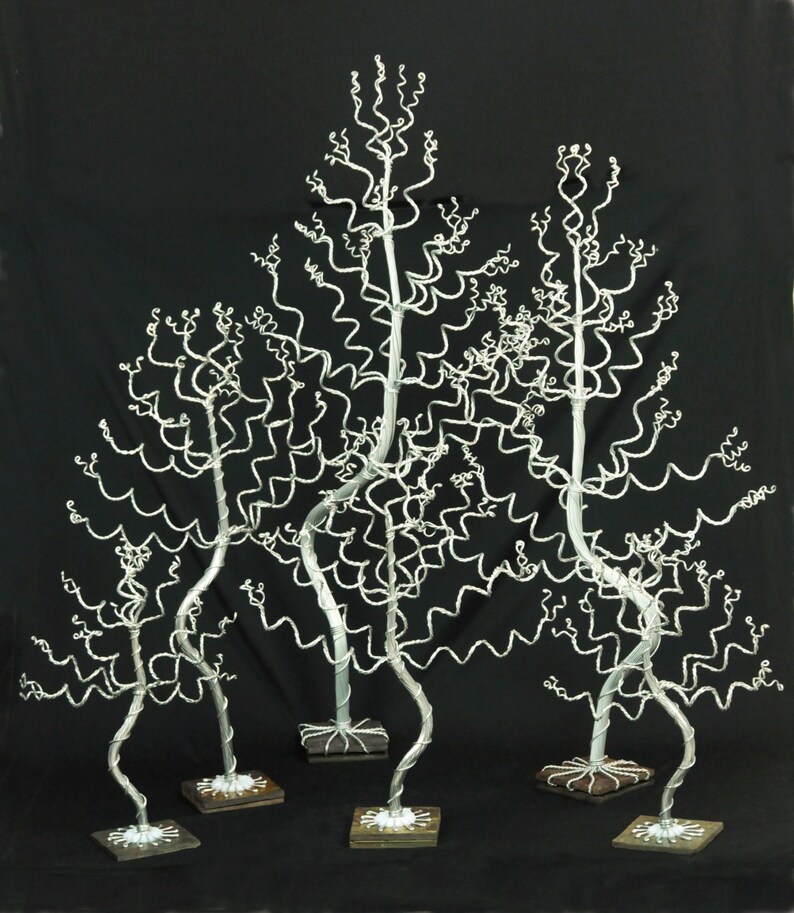 Office Decor, Home Decor, Jewelry Organizer. Small Silver Tree on Slate ...