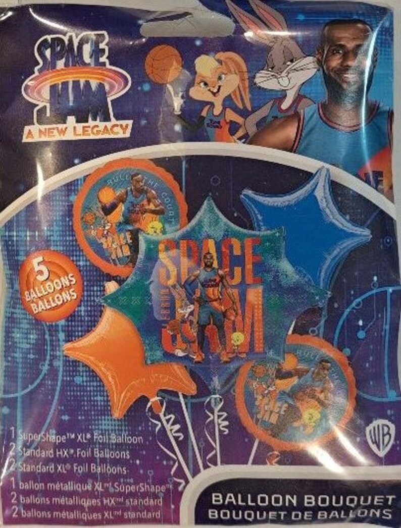 Space Jam Balloon Bouquet 5 Balloons Space Jam A New Legacy Basketball ...