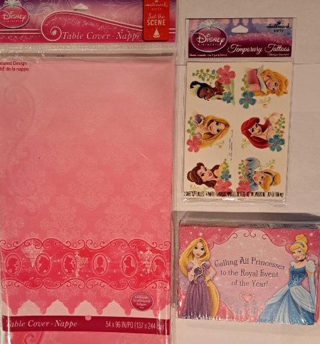 Princess Party Bundle - Princess Table Cover, Princess Tattoos ...
