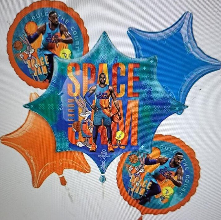 Space Jam Balloon Bouquet 5 Balloons Space Jam A New Legacy Basketball ...