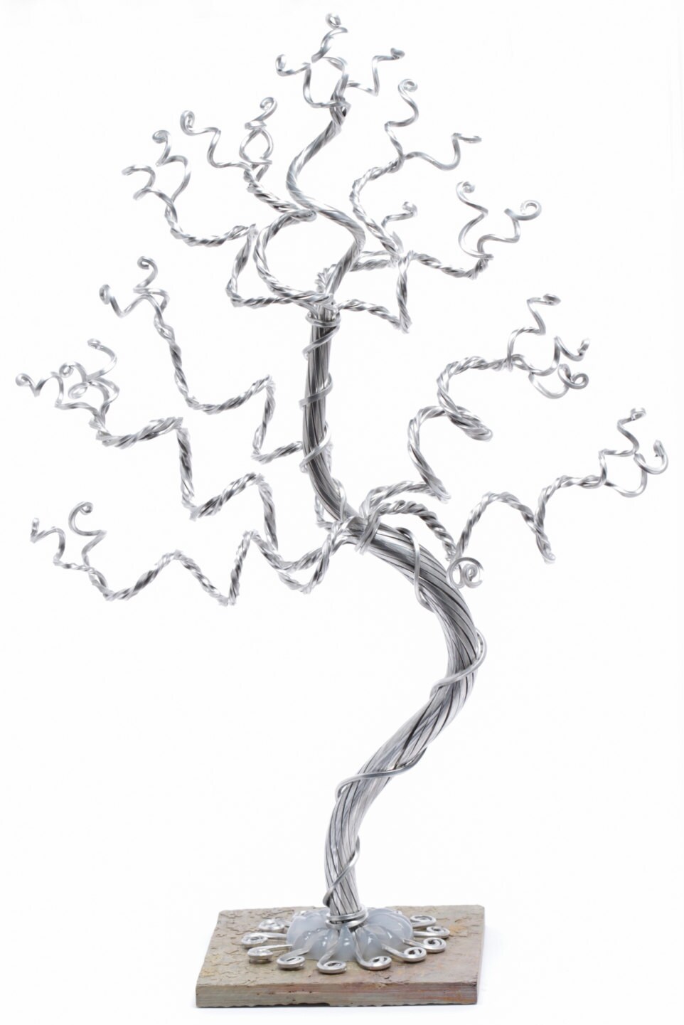 Office Decor, Home Decor, Jewelry Organizer. Small Silver Tree on Slate ...