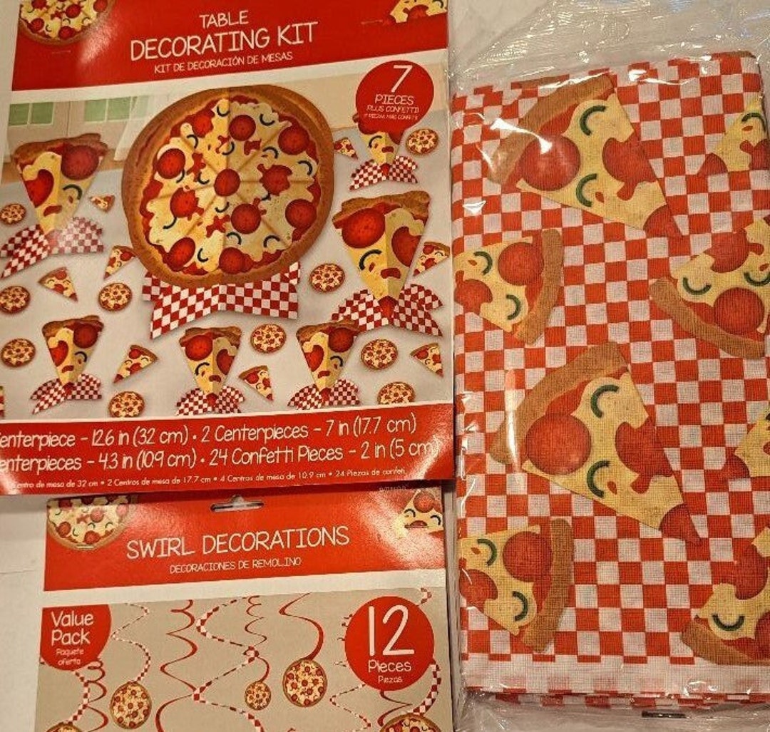 Pizza Party Supplies - Pizza Party Table Decorating Kit, Pizza Swirls ...