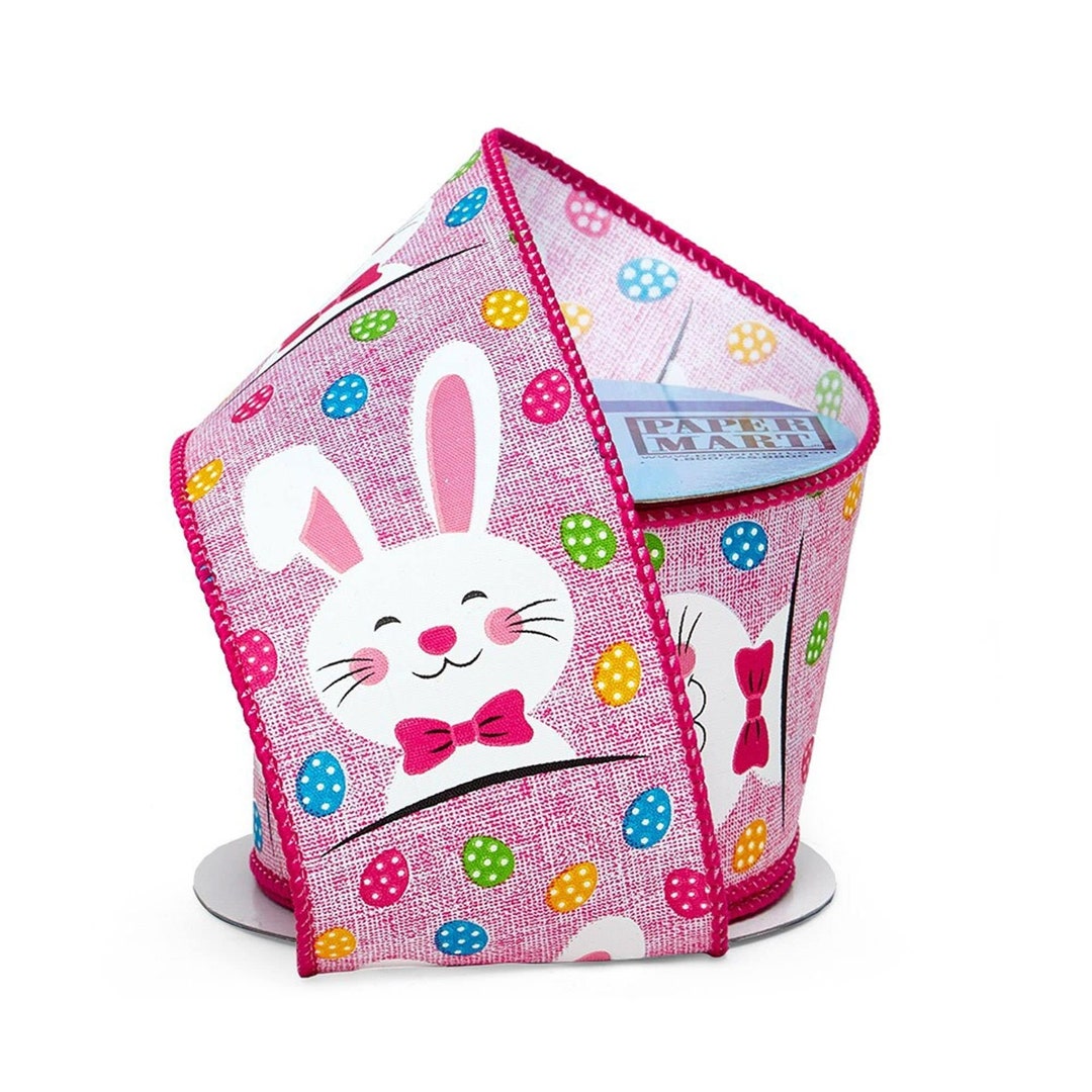 Easter Bunny Ribbon | Easter Accent | Pink Easter Bunny Wired Ribbon ...