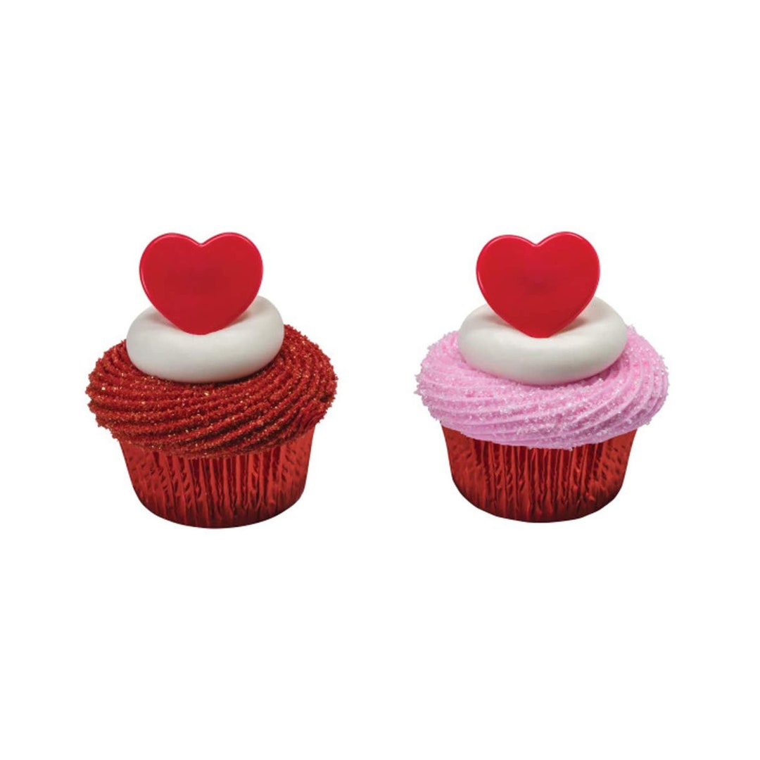 Red Heart Cupcake Topper Rings - Pack of 12 (dp18288) - Etsy