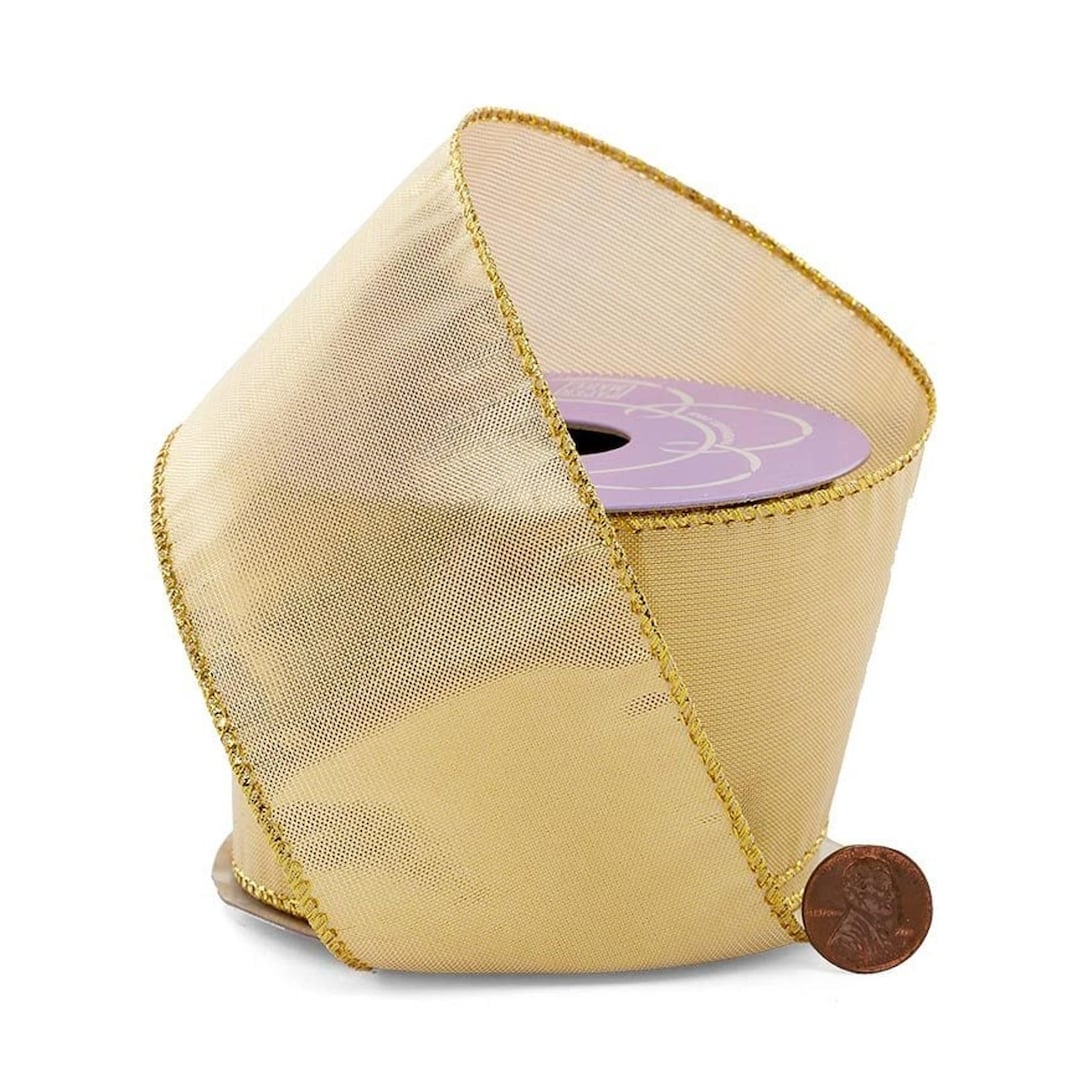 Wide Gold Ribbon Gold Wired Ribbon Simply Gold Metallic - Etsy