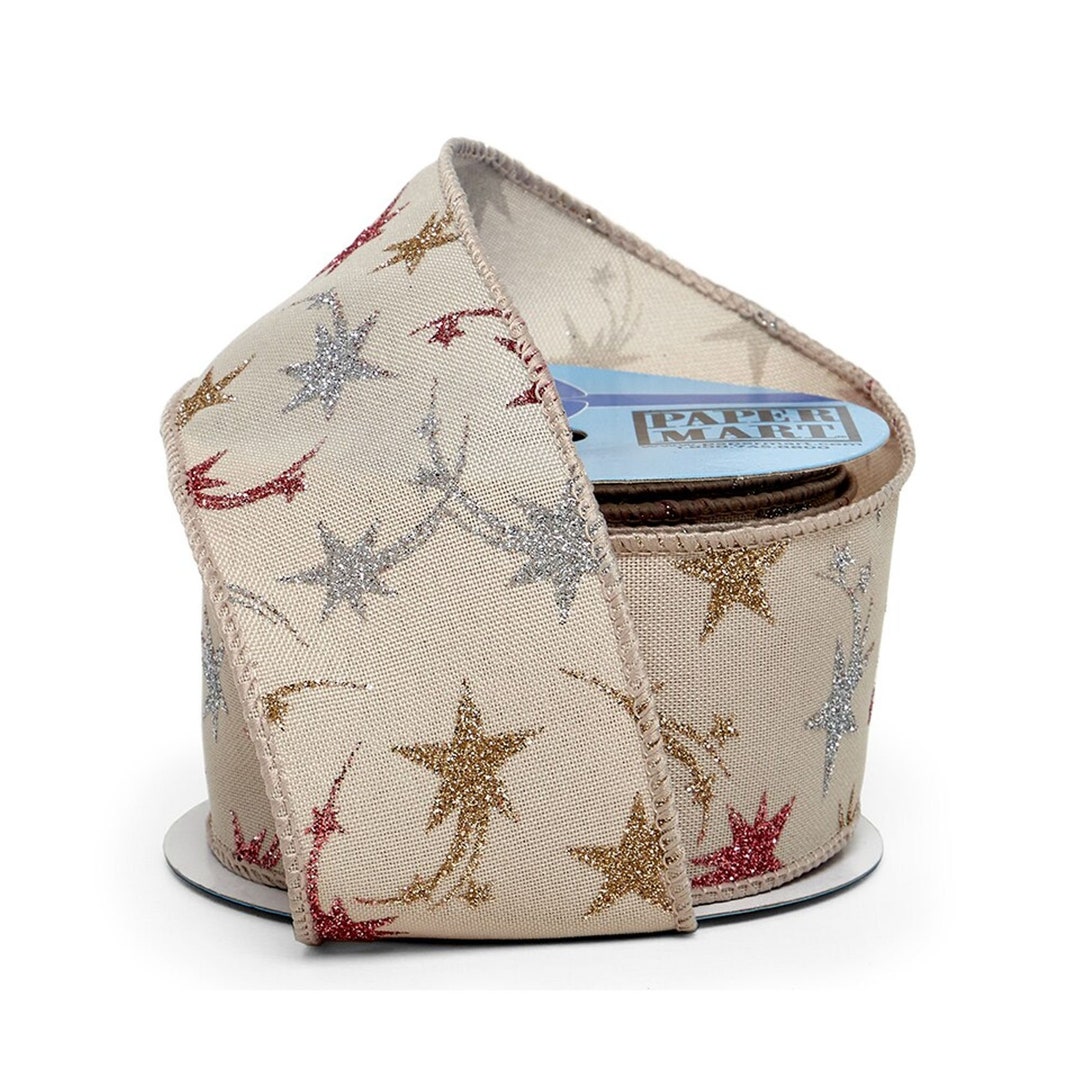 Gold Star Ribbon Copper Star Ribbon Glitter Stars on Wired - Etsy