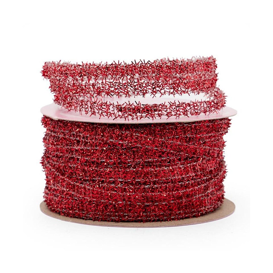 Red Tinsel Cord | Christmas Tinsel Cord | Red Metallic Mini Tinsel Cord ...