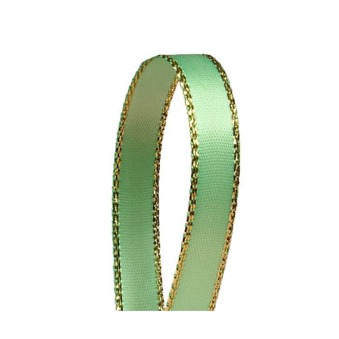 Green Gold Ribbon Mint Satin Ribbon Mint Green Gold Edge - Etsy UK