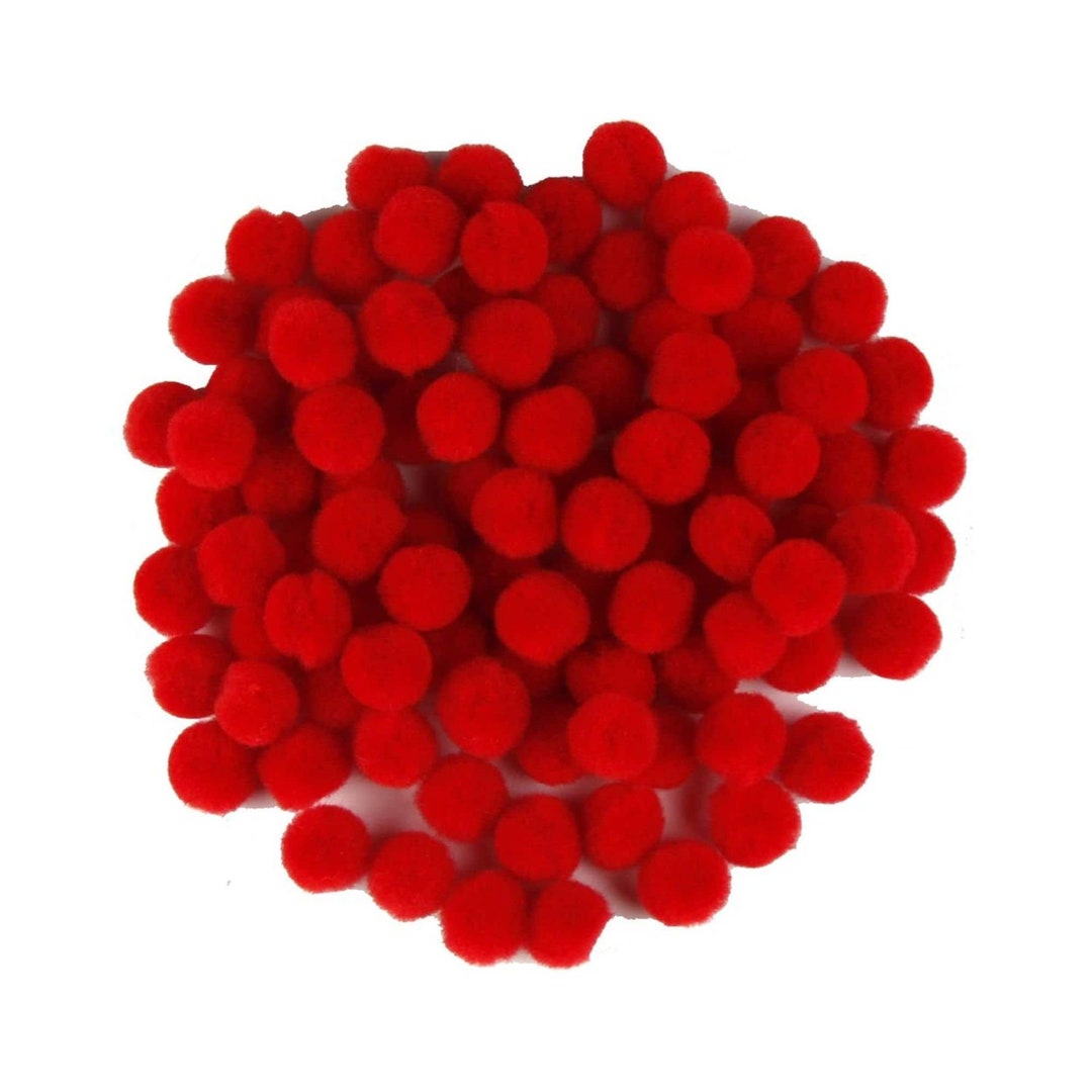 Valentine Pom Poms | Red Craft Pom Poms | Red Pom-poms - .5in. - 100 ...