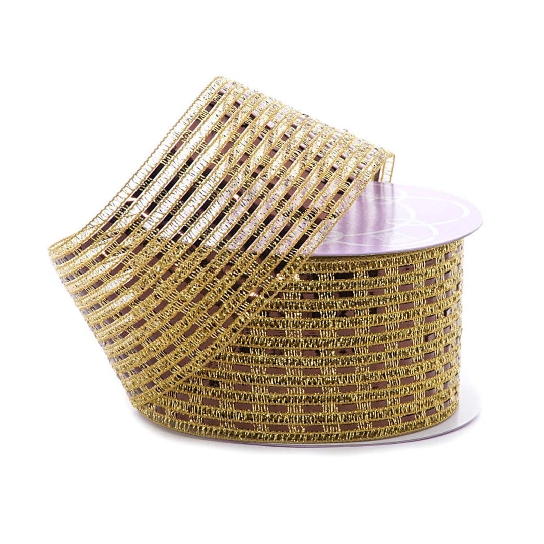 Gold Mesh Ribbon | Gold Tinsel Ribbon | Tinsel Striped Metallic Ribbon ...