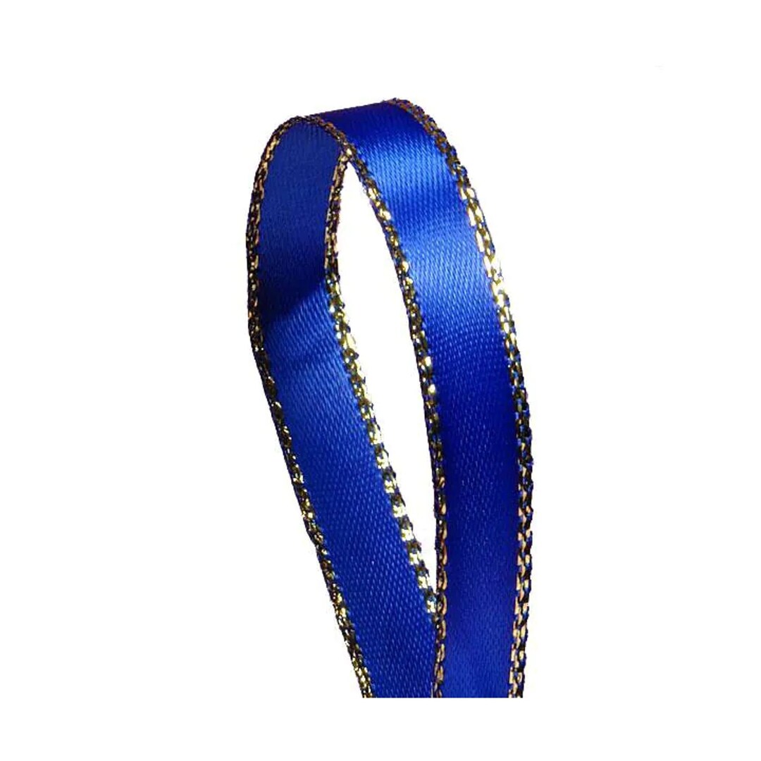 Blue Gold Ribbon | Royal Satin Ribbon | Royal Blue Gold Edge Satin ...