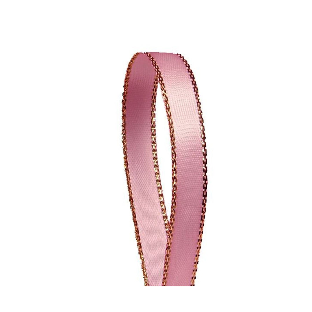 Pink Gold Ribbon | Pink Easter Ribbon | Pink Gold Edge Satin Ribbon - 3 ...
