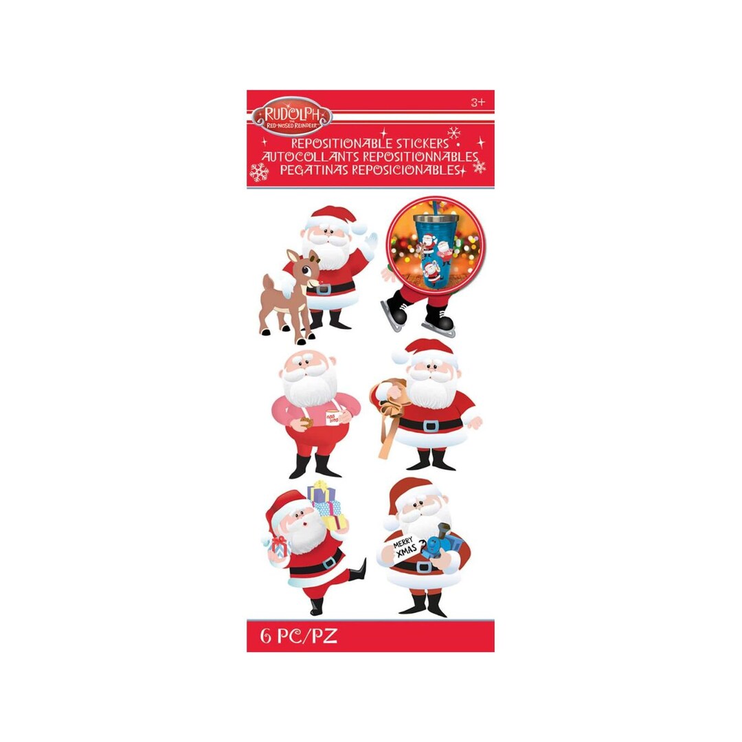 Santa Stickers | Rudolph Stickers | Santa and Rudolph Stickers - 6 ...