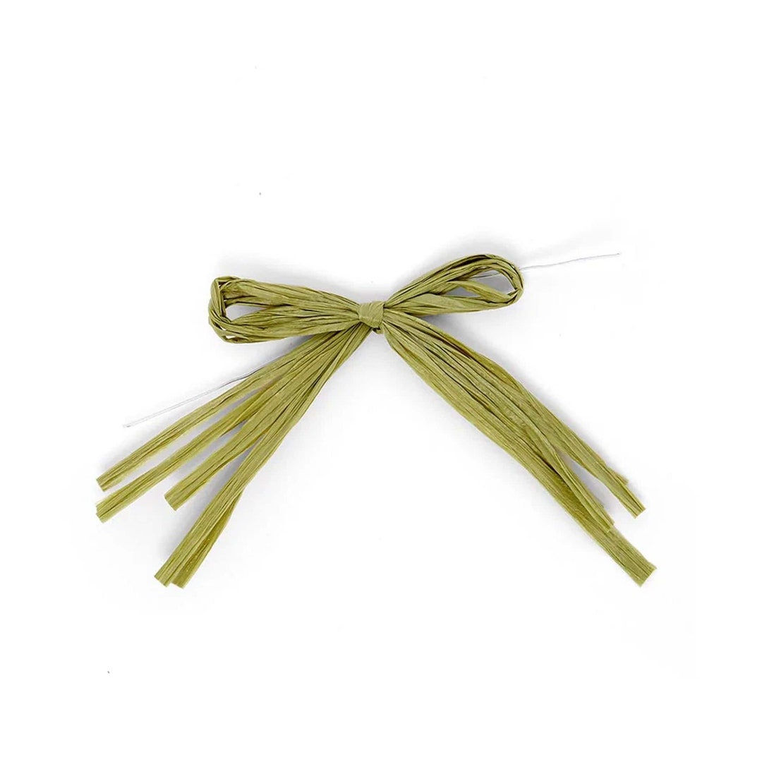 Green Raffia Bows | Green Bow Ties | Moss Green Pre-tied Raffia Bows ...