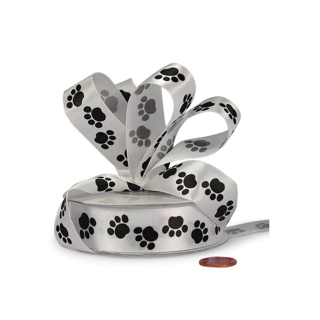 Animal Tracks Ribbon Dog Paw Ribbon Paw Print Satin Ribbon 5/8in. x 25 ...