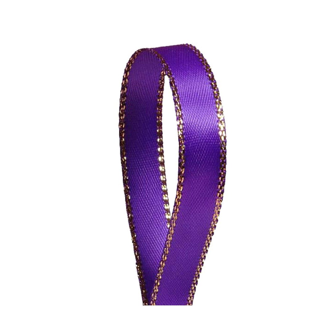 Purple Gold Ribbon Purple Satin Ribbon Purple Gold Edge Satin Ribbon 3 ...