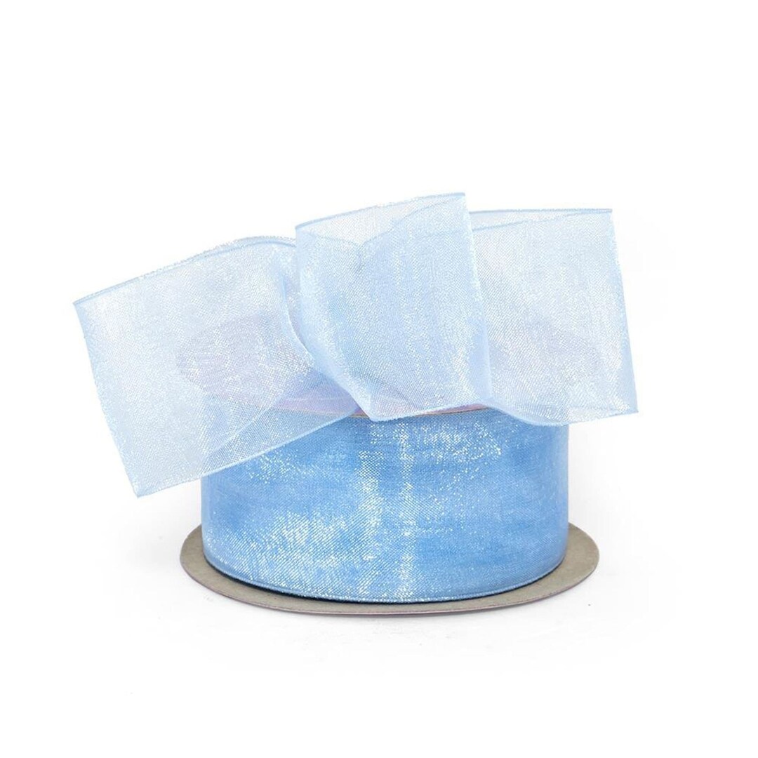 Blue Organza Ribbon | Sheer Blue Ribbon | Light Blue Shimmer Sheer ...