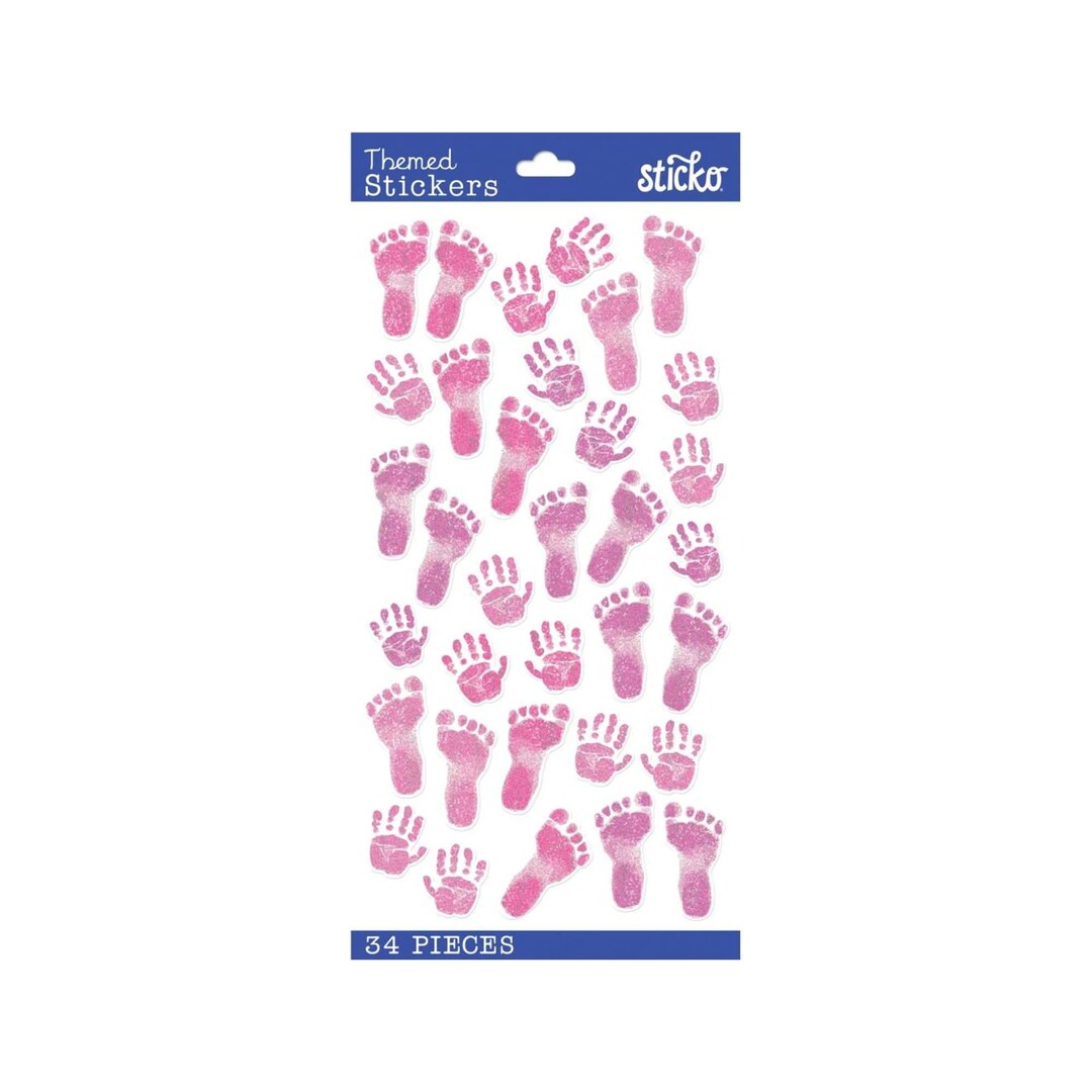 Pink Baby Foot Labels | Girl Baby Seals | Pastel Baby Girl Prints ...