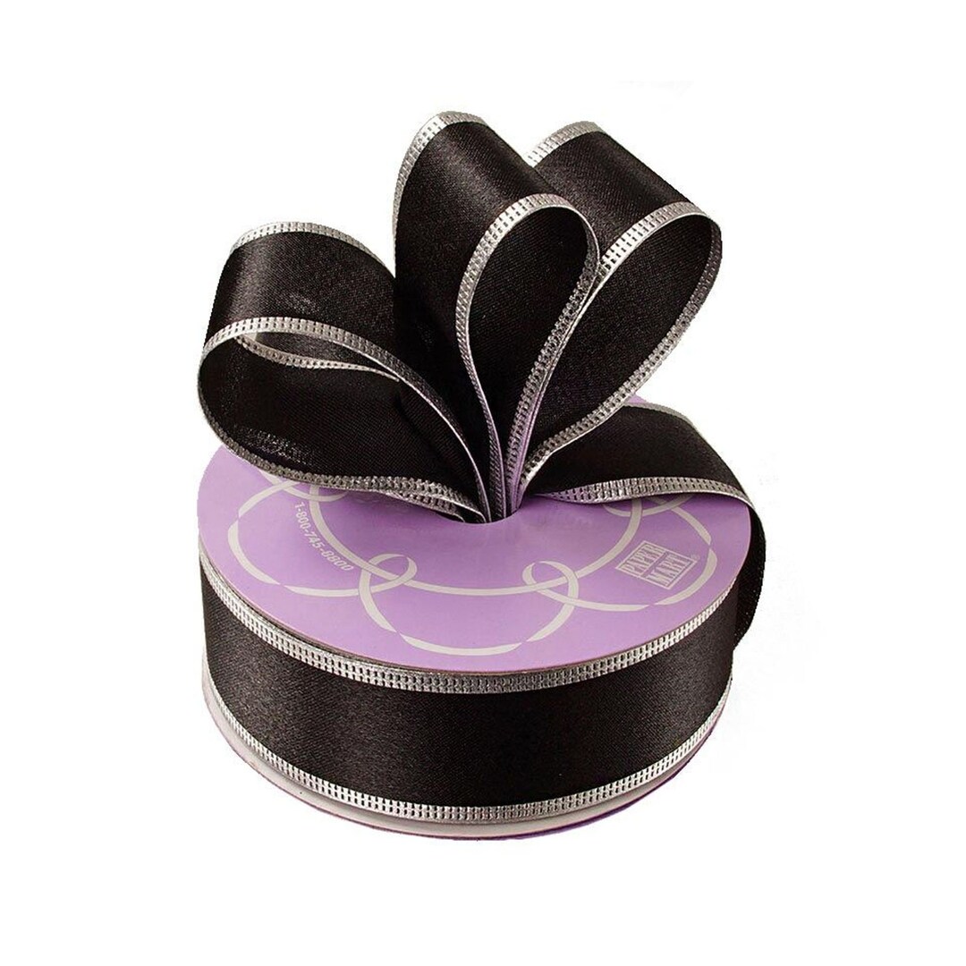 Black Silver Ribbon Modern Black Ribbon Black Silver Crimped Metallic ...