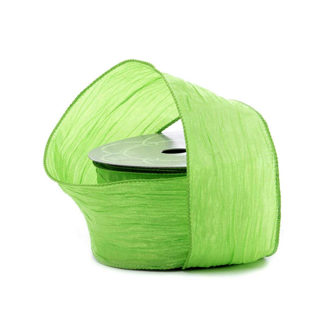 Lime Crepe Ribbon Wide Lime Ribbon Lime Green Solid Crepe Fabric Wired ...