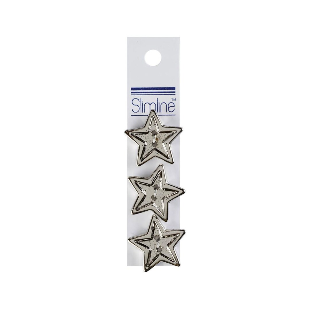 Star Embellishments Silver Star Buttons 2 Hole 7/8in. 3 Pieces/pkg ...