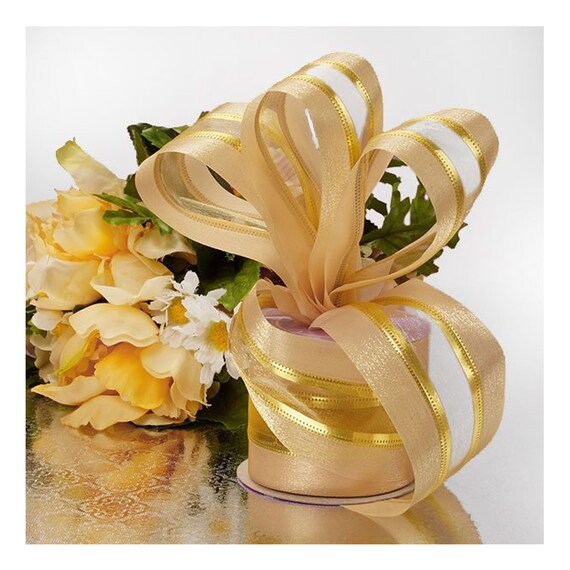 Gold Anniversary Ribbon Wide Gold Ribbon Gold Center | Etsy