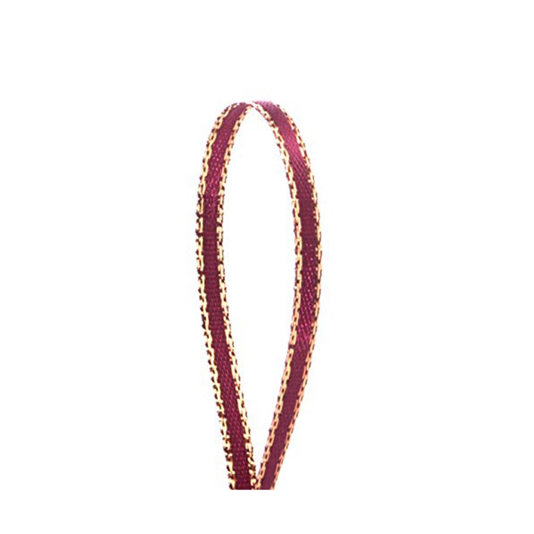 Wine Gold Ribbon Burgundy Gold Ribbon Wine Gold Edge Satin - Etsy