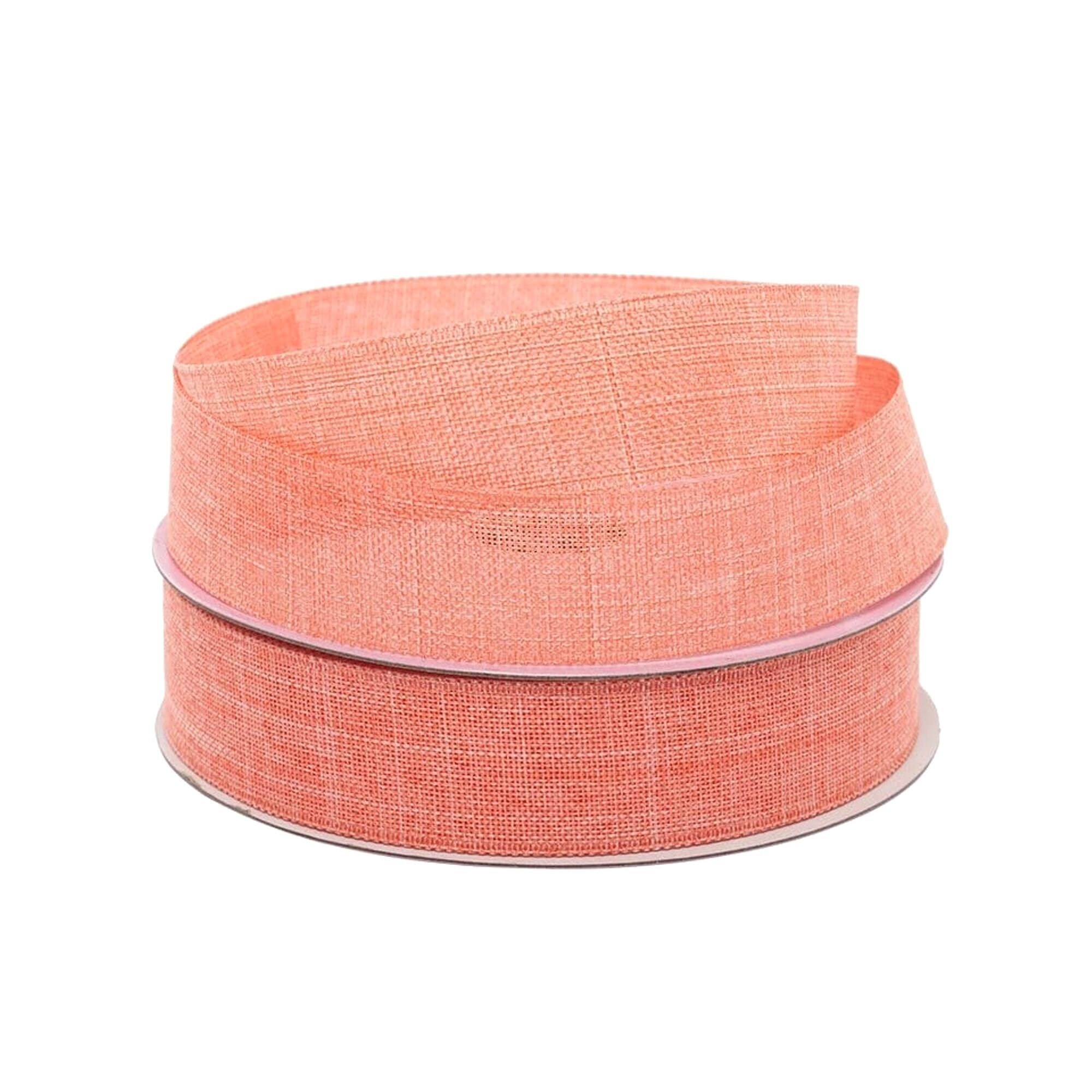 Coral Linen Ribbon Coral Textured Ribbon Faux Linen Ribbon Light Coral ...