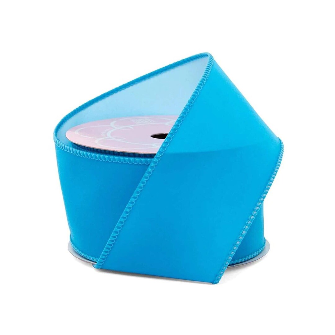 Flocked Blue Ribbon | Big Blue Bows | Peacock Blue Softique Wired ...