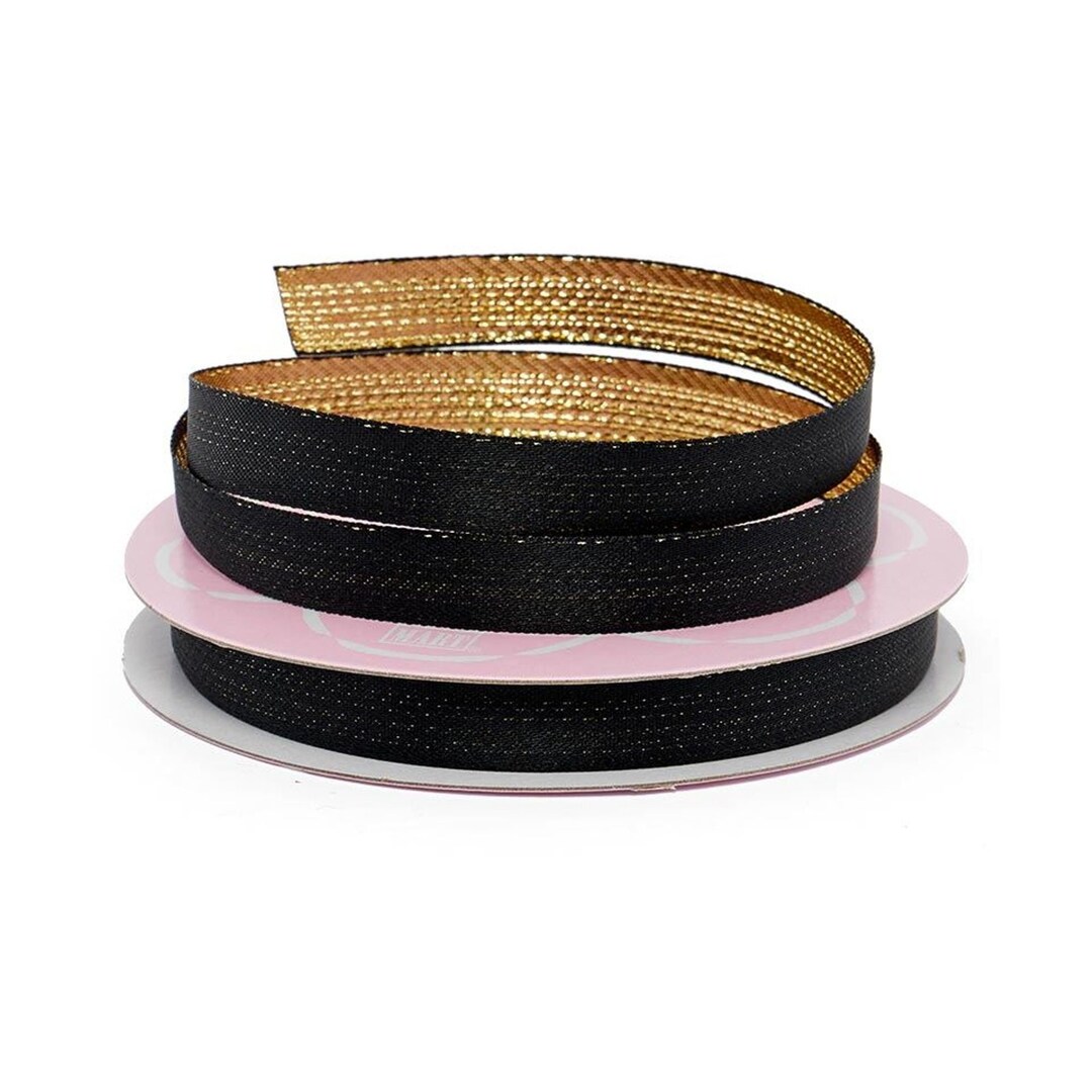 Black Gold Ribbon | Black Gold Gift Bows | Black Gold Narrow Bi-color ...