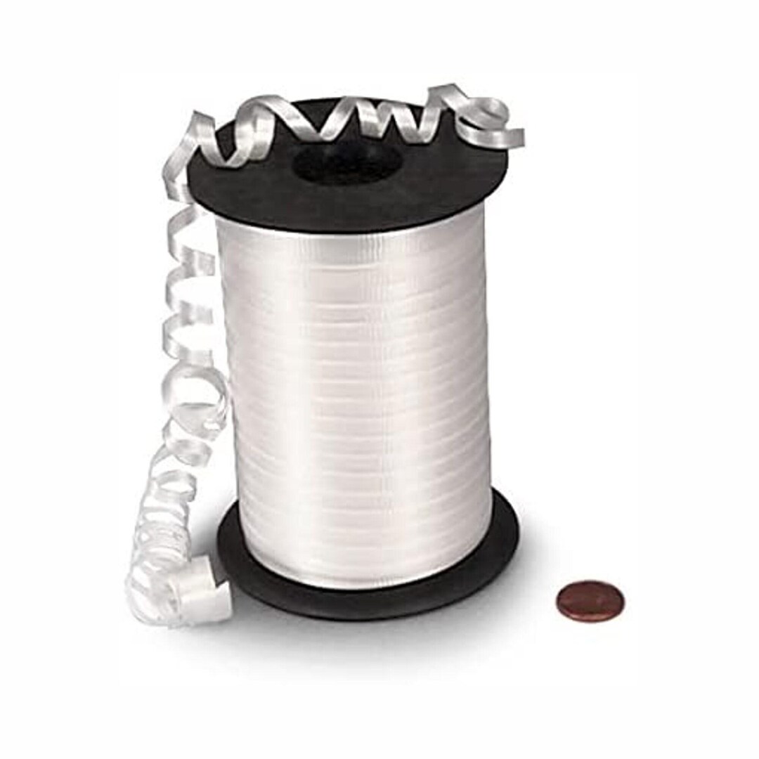 White Curly Ribbon | White Curling Ribbon - Crimped - 3/16in. X 500 ...