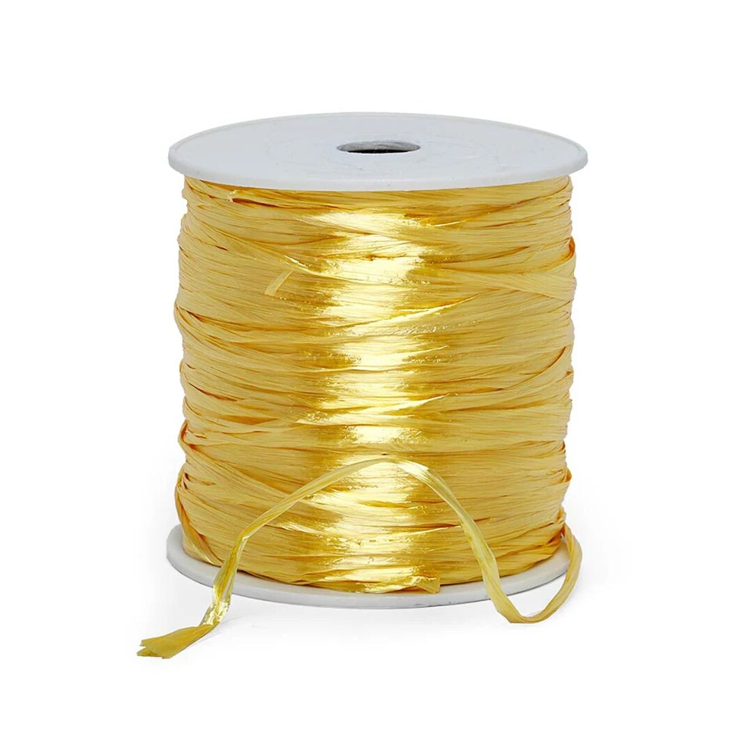 Yellow Raffia Ribbon Yellow Raffia Bows Yellow Pearlized - Etsy