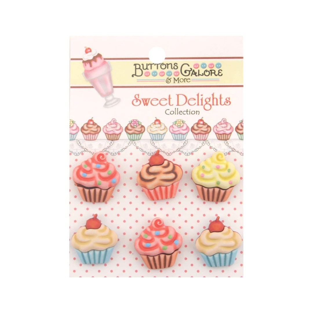 Cupcake Embellishment | Cupcake Buttons - 7/8in. - Shank Back - 6 ...