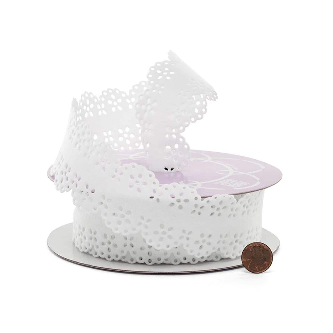 Lace Felt | White Felt Trim | White Lace Cut Reinforced Felt Ribbon - 1 ...