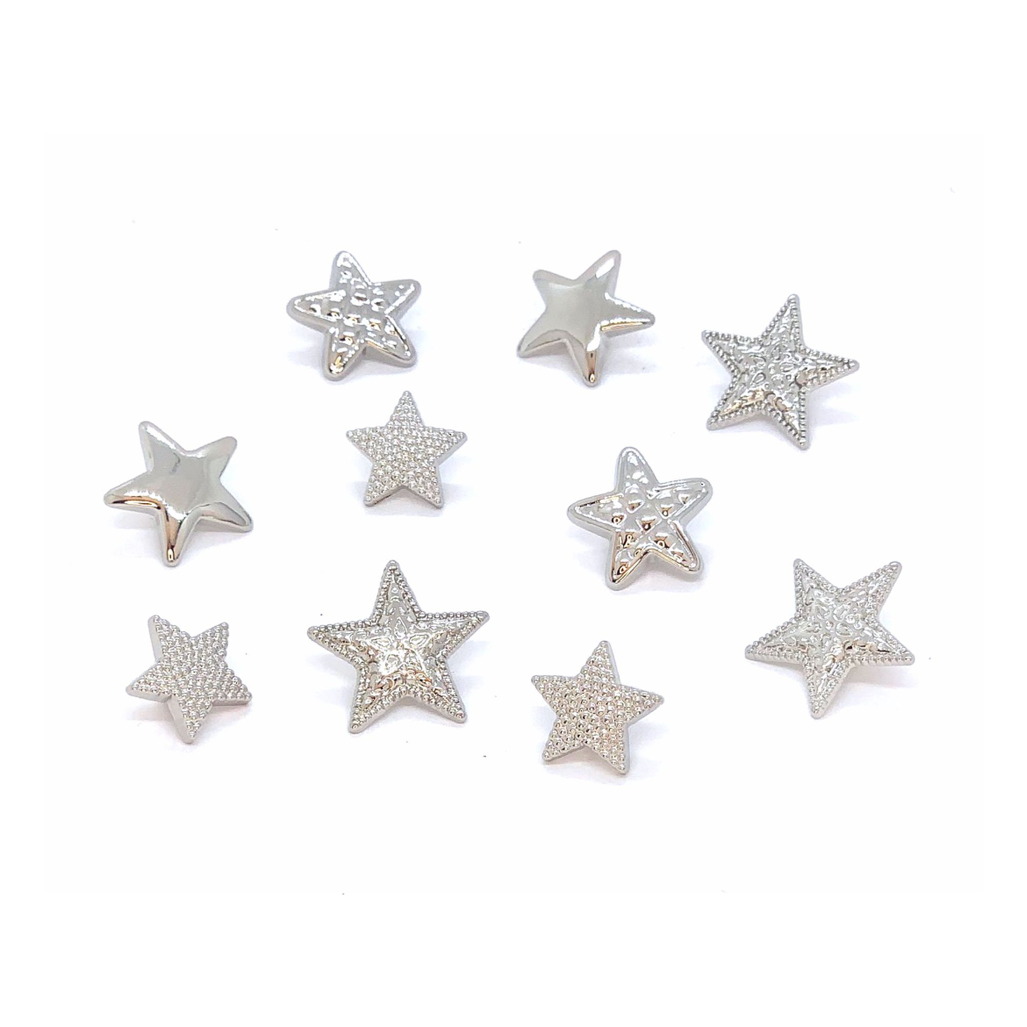 Star Embellishments Silver Star Buttons Assorted Sizes and | Etsy