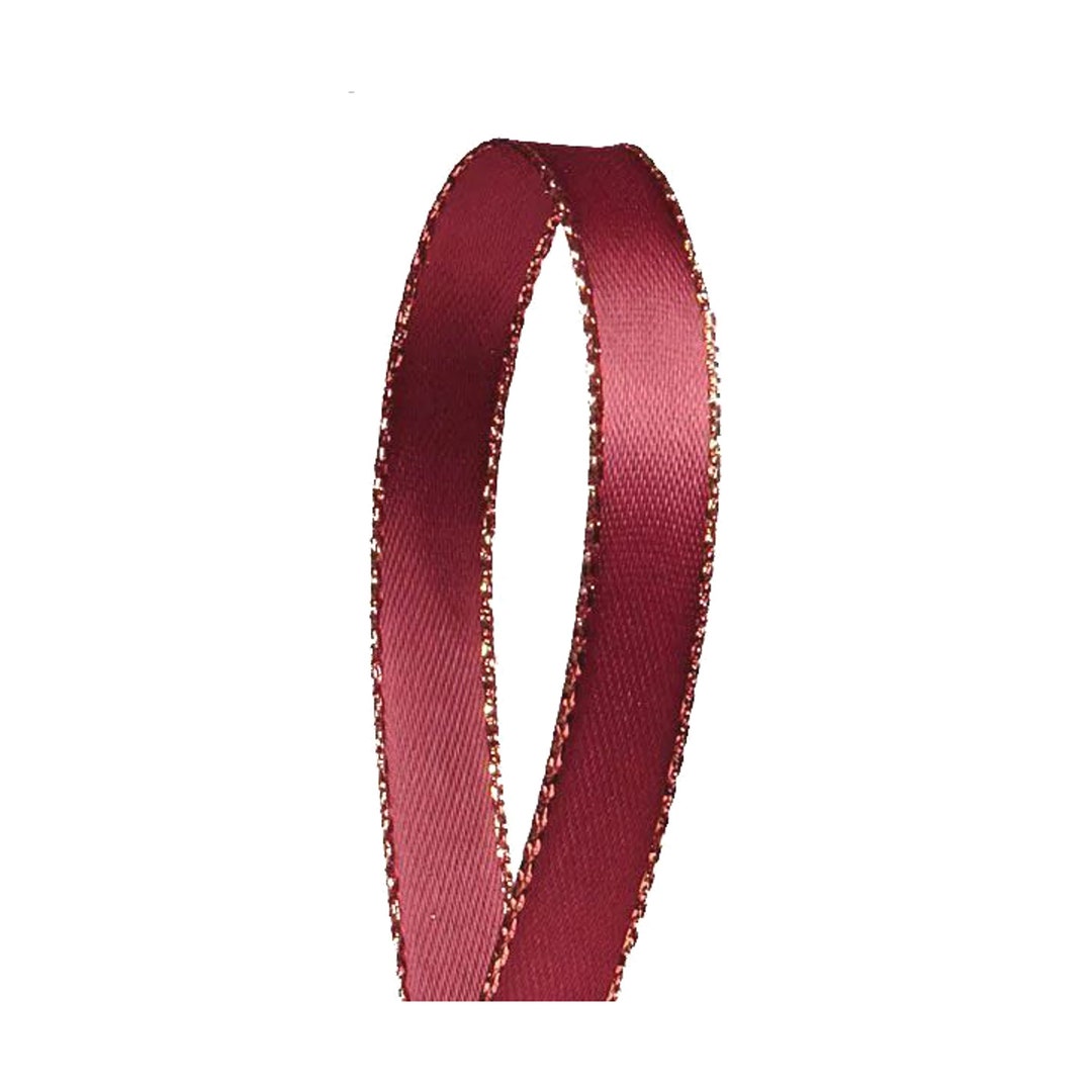 Wine Gold Ribbon Burgundy Gold Ribbon Wine Gold Edge Satin Ribbon 3/8in ...
