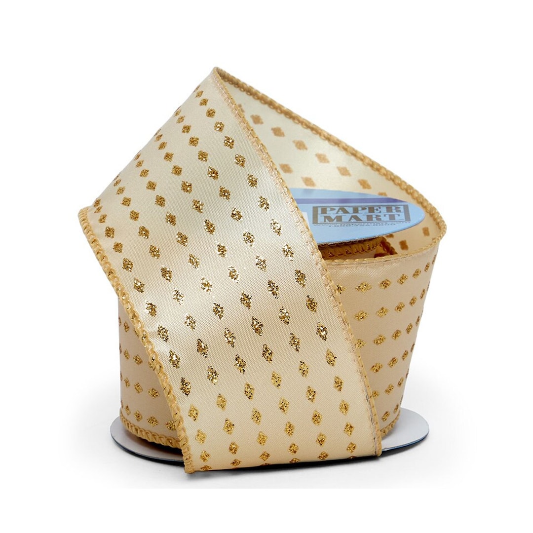 Gold Anniversary Ribbon Wide Gold Ribbon Gold Mini Glitter - Etsy