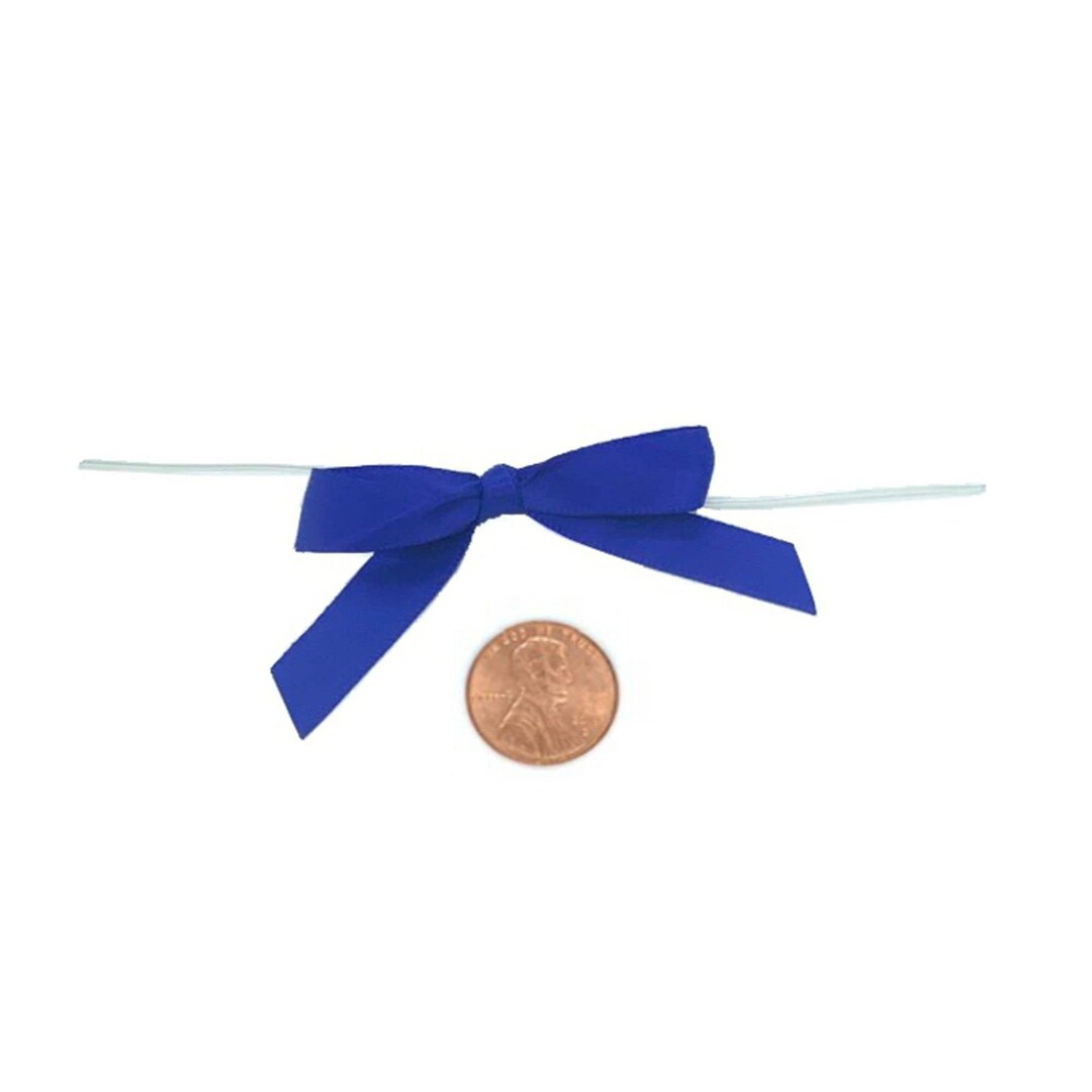 Pretied Dark Blue Bows | Royal Blue Satin Bows on A Wire - 3/8in. X 2in ...