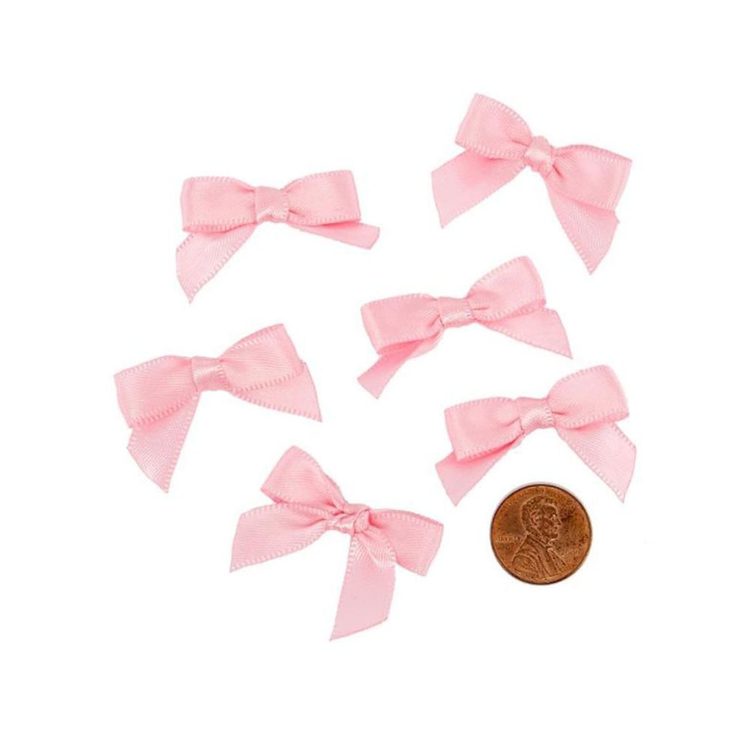 Small Pink Bows Pink Satin Bows Pre-tied 1 3/8in. 50 - Etsy